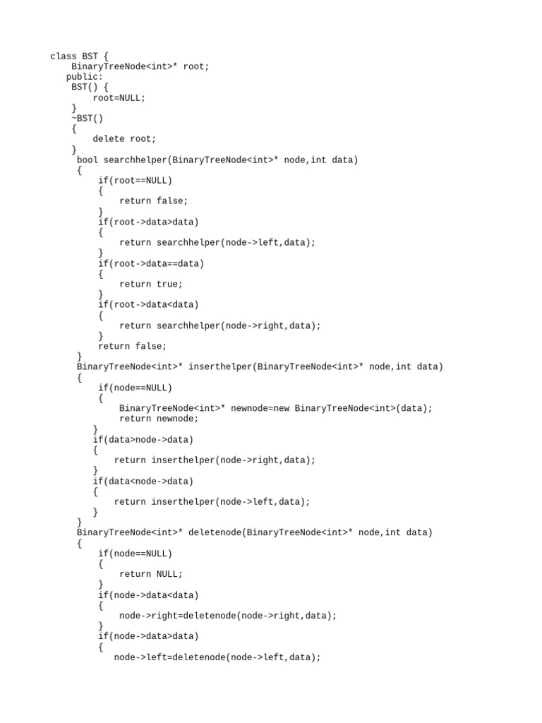 Class BST ( | PDF | Computer Programming | Algorithms And Data Structures Class BST ( | PDF | Computer Programming | Algorithms And Data Structures