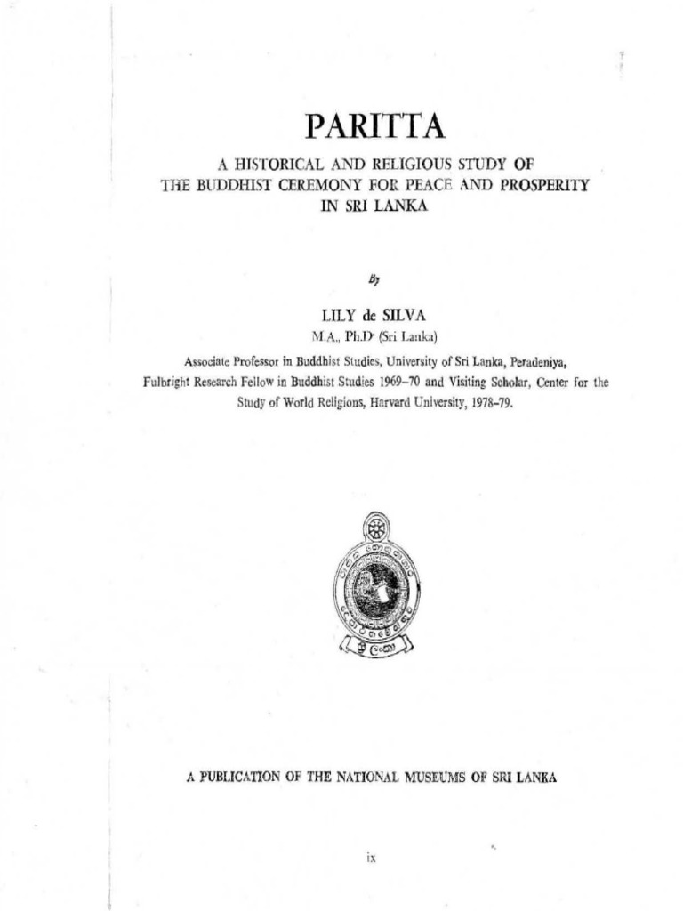 Paritta by de SILVA 1981 | PDF | Buddhist Texts | Indian Philosophy