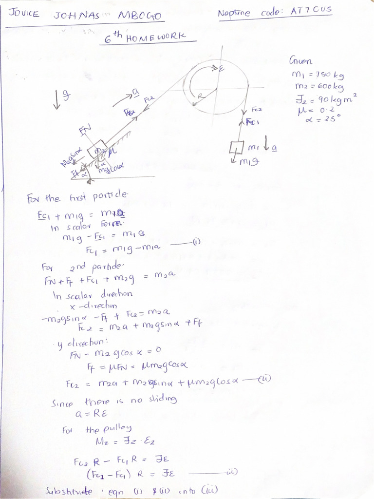 6th Homework Mechanics | PDF
