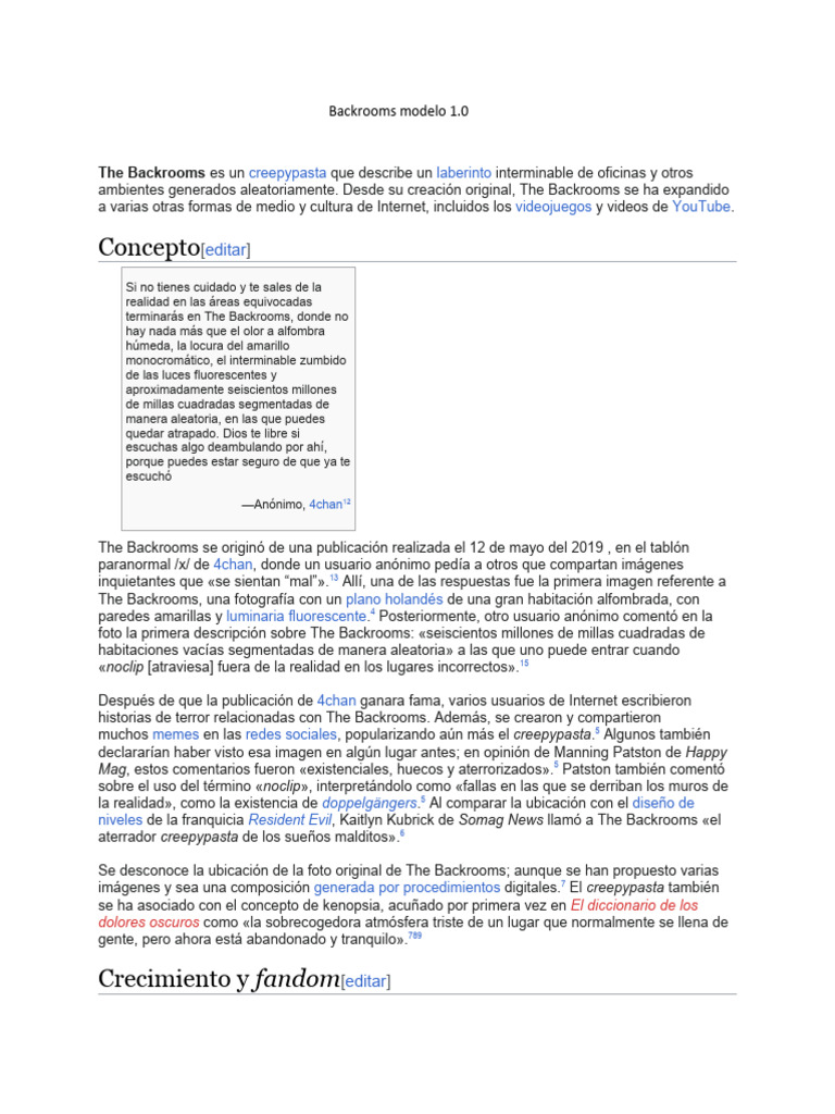 Backrooms Modelo 1 Pdf