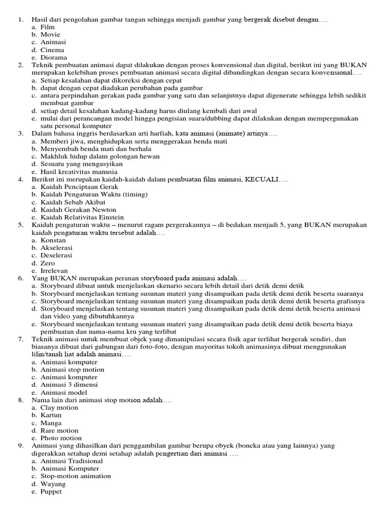 Latihan Soal Animasi | PDF