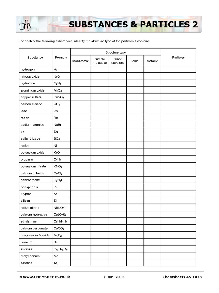 AS 1023 Molecular Structures Worksheet | PDF
