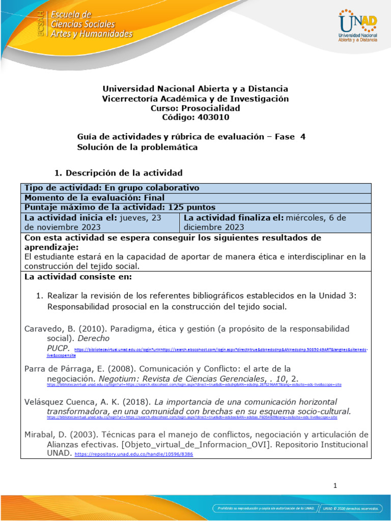 Guia de Actividades y Rúbrica de Evaluación - Fase 4 - Solución de La Problemática | PDF ...