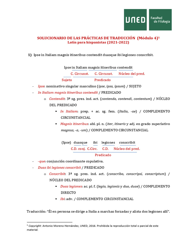 MÓDULO 4 Solucionario Prácticas de Traducción (2021 2022) | PDF | Predicado (Gramática) | Sintaxis