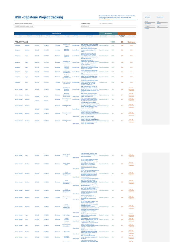 HT Capstone Project Tracking Sheet - Project Tracking 1 | PDF | Business