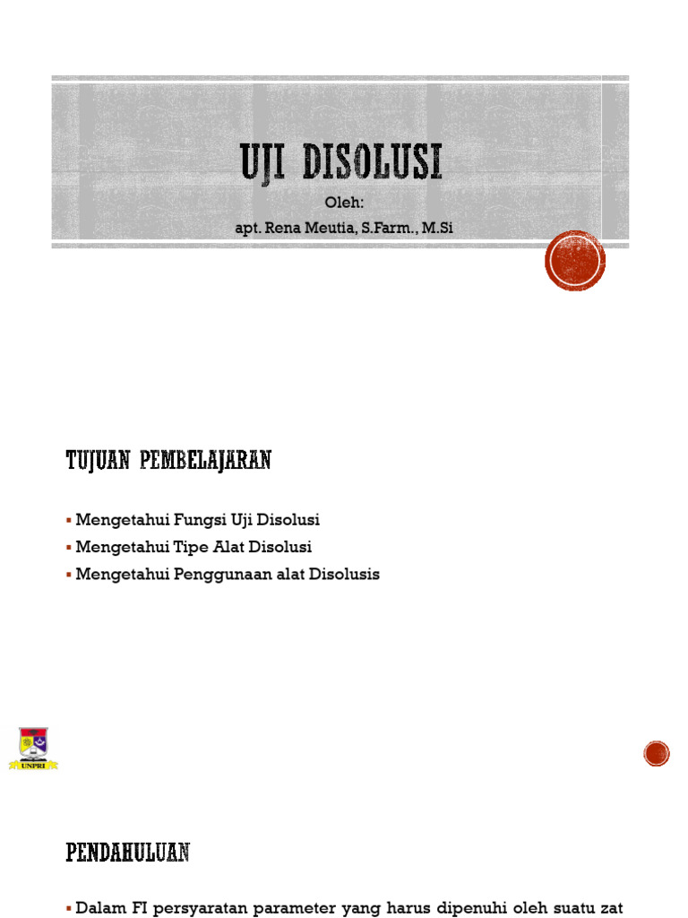 Uji Disolusi PDF | PDF