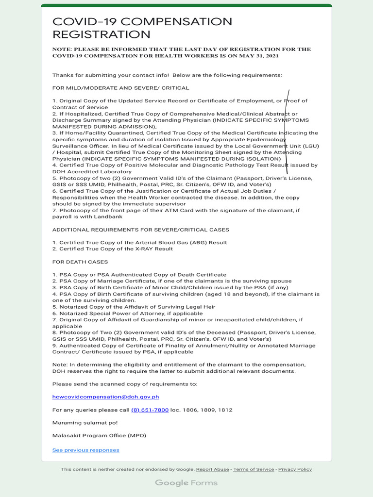 Covid-19 Compensation Registration | PDF | Medicine | Health Care
