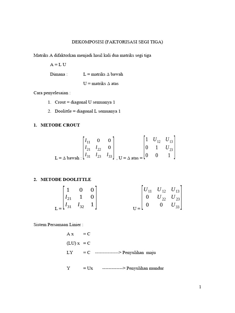 Crout - Doolittle | PDF