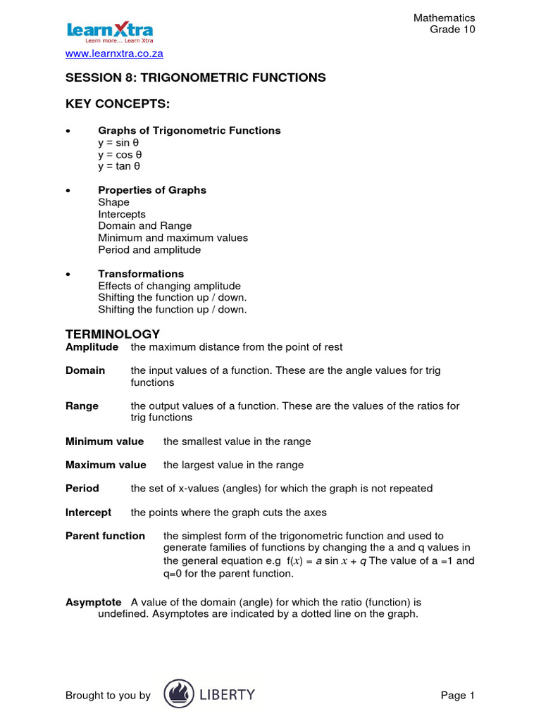 Session 8 Trigonometric Functions | PDF | Function (Mathematics) | Trigonometric Functions
