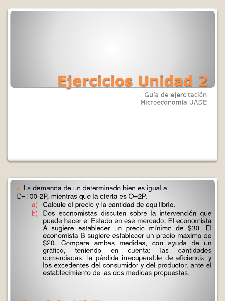 Clase 2 Ejercicios Unidad 2 7 11 17 19 2022 | PDF | Oferta (economía) | Elasticidad (economía)