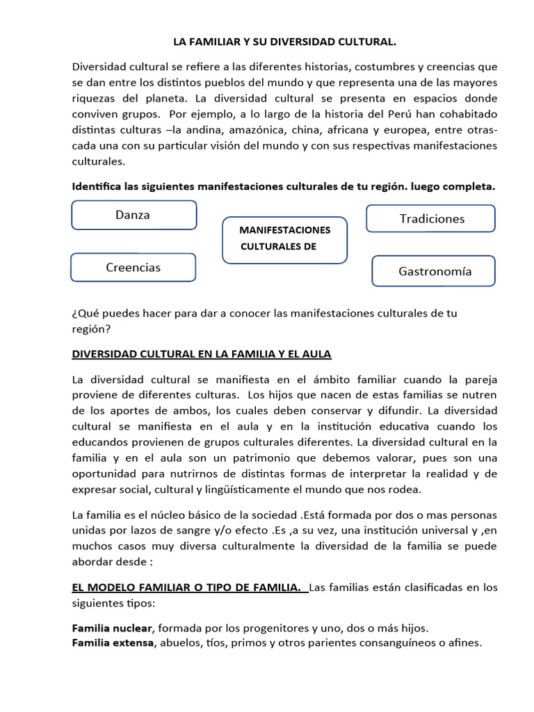 La Familiar y Su Diversidad Cultural | PDF | Familia | Monoparental