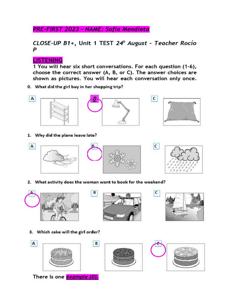Pre-First U1 Test | PDF