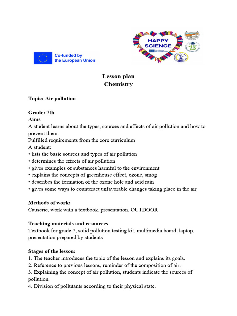 Air Pollution Lesson Plan for Grade 7 | PDF | Technology & Engineering