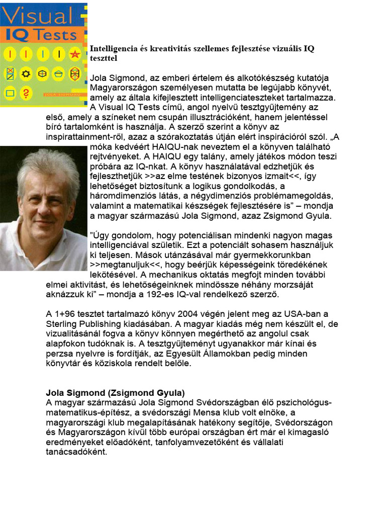 Intelligencia És Kreativitás Szellemes Fejlesztése Vizuális IQ Teszttel ...