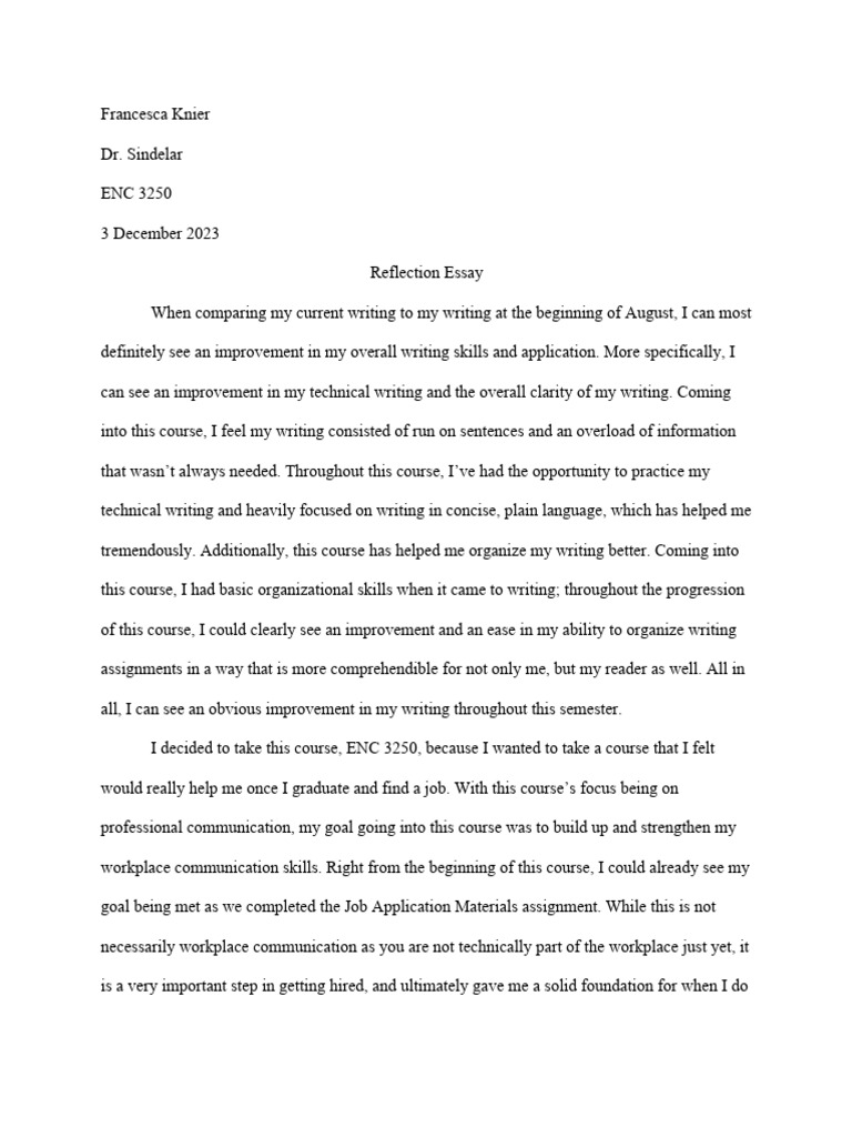 Reflection Essay | PDF | Cognitive Science | Cognition