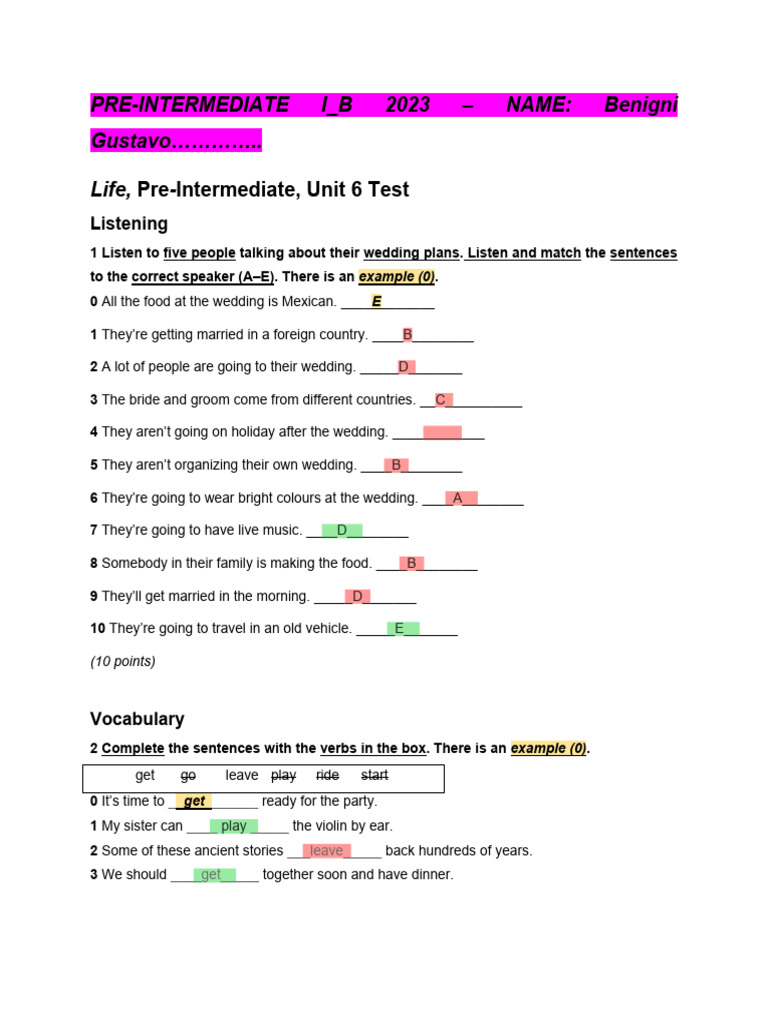 Pre Intermediate Language Test Pdf