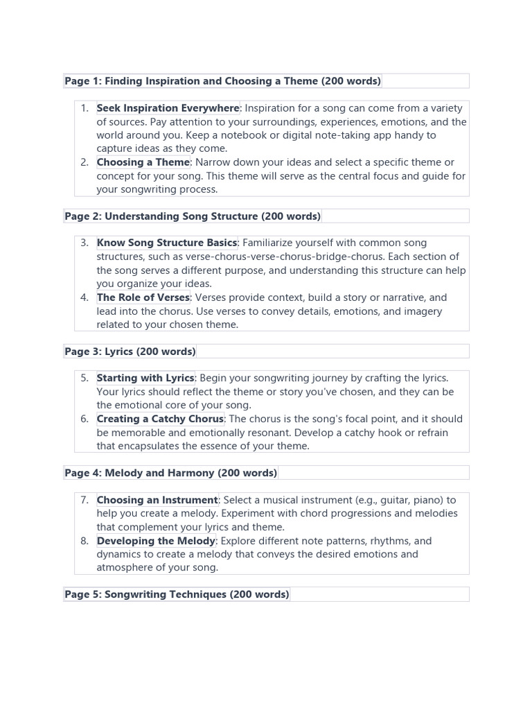 How To Write A Song | PDF | Song Structure | Human Communication