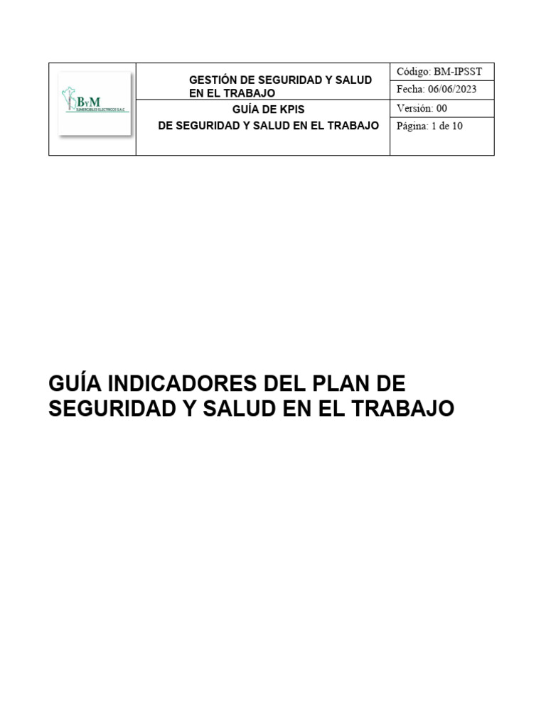 Guia de Kpis SST-2023 - Tesis | PDF