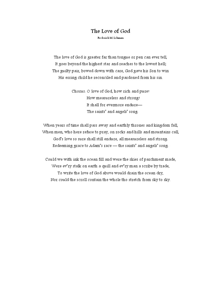 The Boundless Love of God Hymn | PDF