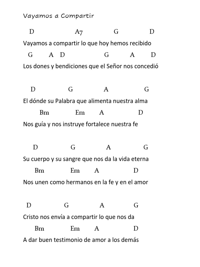 Vayamos a Compartir: Letra y Acordes | PDF