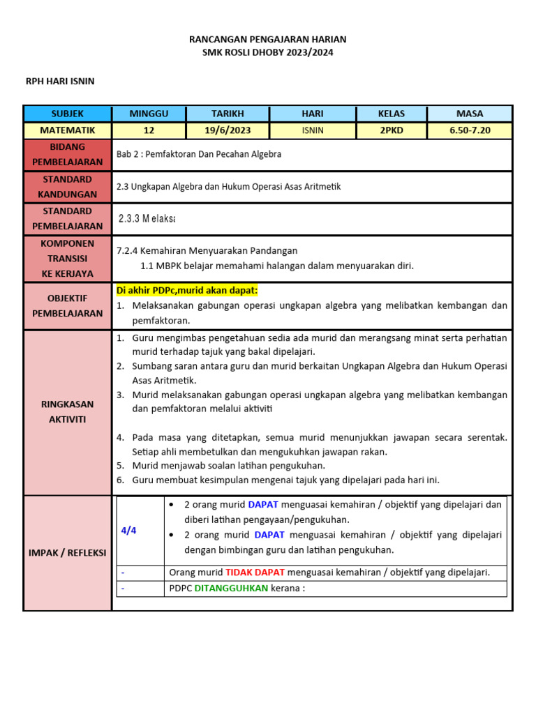Hukum Operasi Aritmetik dalam Algebra | PDF