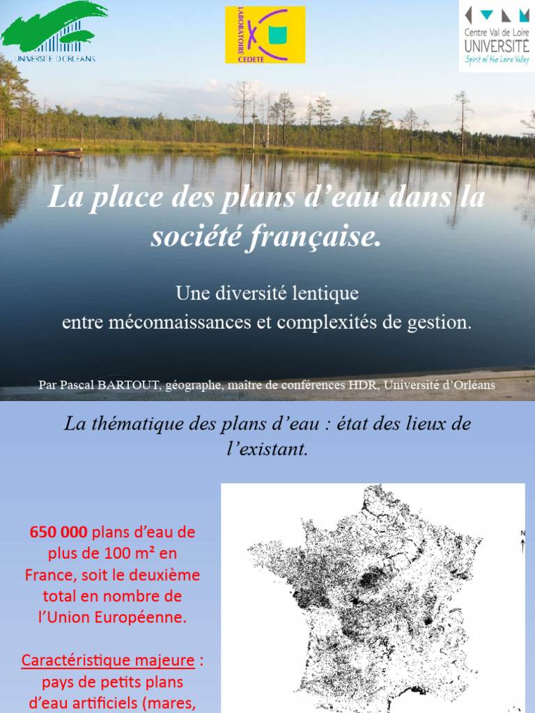 Cours M1 Plans Deau Et Contextualisation Sociétale | PDF | Lac | Étang