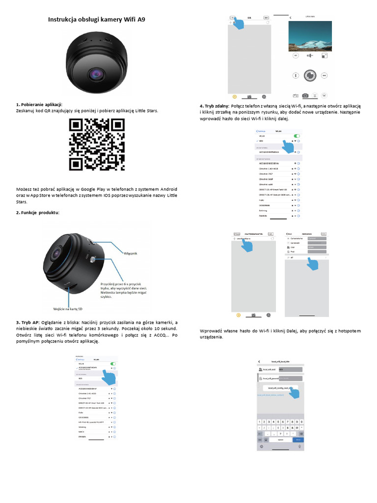 Instrukcja Obsługi Kamery Wifi A9 | PDF