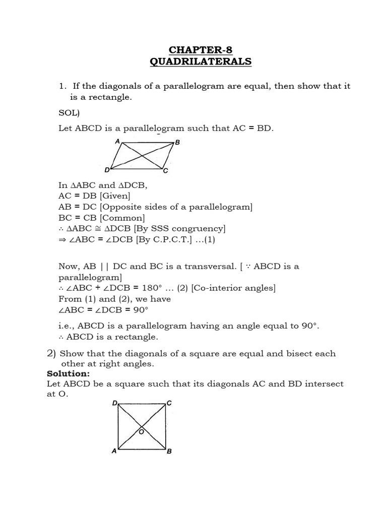 Quadrilaterals Notes PDF | PDF | Rectangle | Euclidean Plane Geometry