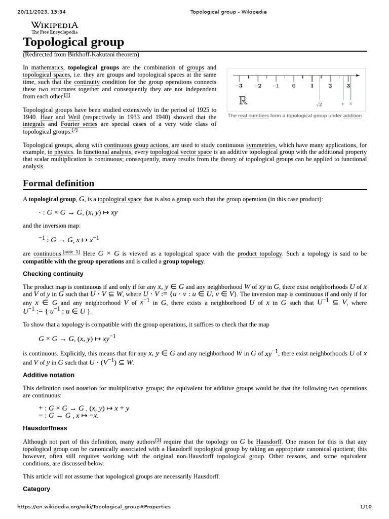 Topological Group - Wikipedia | PDF | Representation Theory | Group ...
