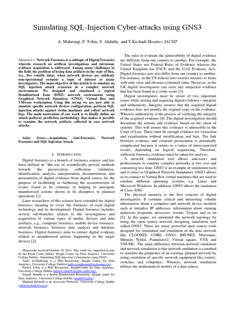 Simulating Sql Injection Pdf Computer Forensics Digital Forensics 7258
