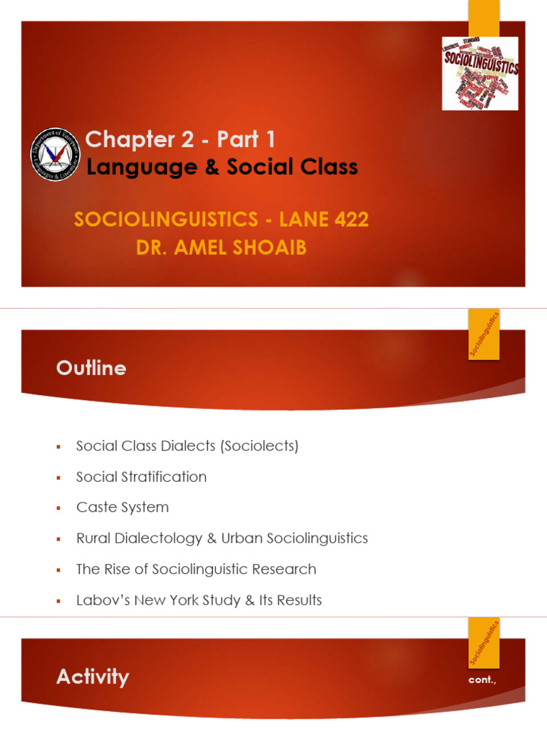 Chapter 2 - Part 1 علم اللغة الاجتماعي | PDF | Dialect | Sociolinguistics