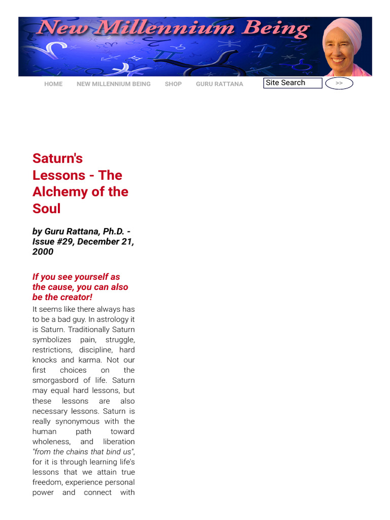 Saturn's Lessons - The Alchemy of The Soul | PDF | Contentment ...