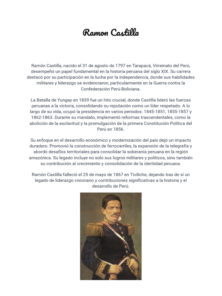 Ramón Castilla y José Echenique: Legados Peruanos | PDF | Perú ...