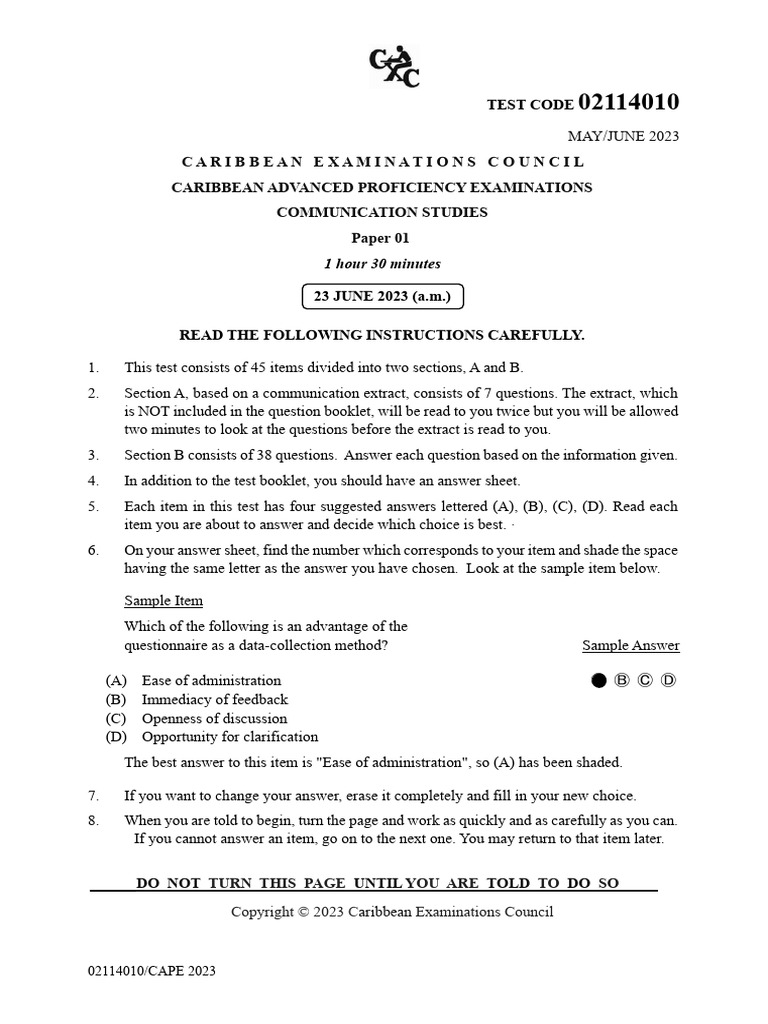 Mc-Communication Studies P1 2023 | PDF | Evaluation Methods