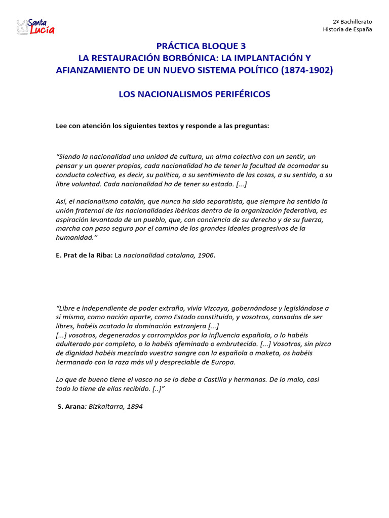 Práctica Bloque 3 | PDF | Nacionalismo | Teorías políticas