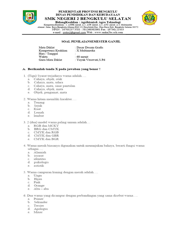 Soal Dasar Desain Grafis | PDF