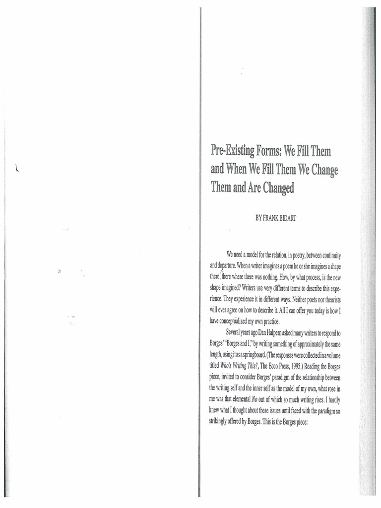 Frank Bidart - Borges and I - TPE-Seminar-5 | PDF