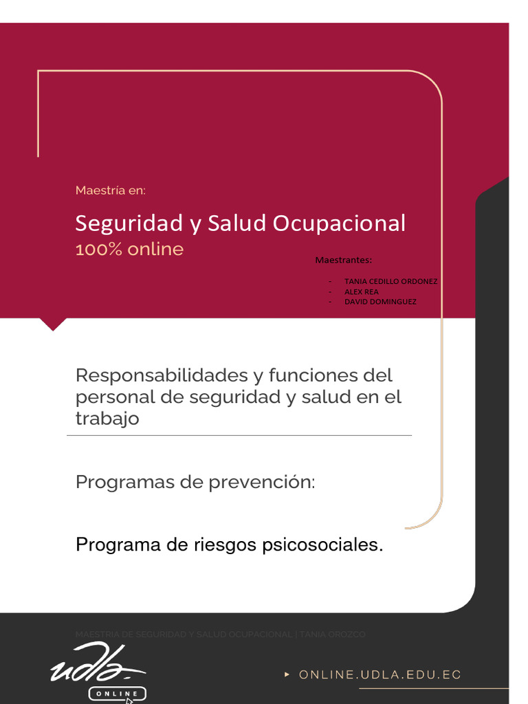 GRUPO 3 - Programa de Prevención | PDF | Seguridad y salud ocupacional | Estrés (biología)