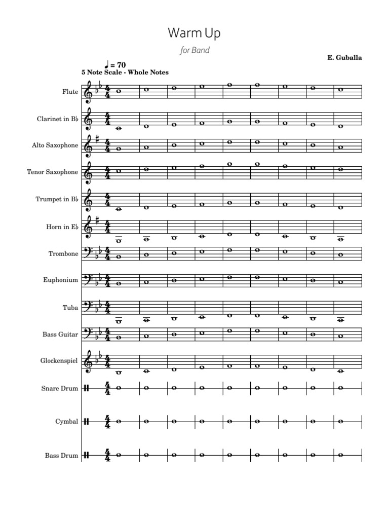 Warm Up For Band-Score - and - Parts | PDF | Scale (Music) | Music ...
