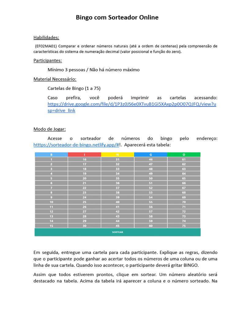 Bingo Com Sorteador Online | PDF
