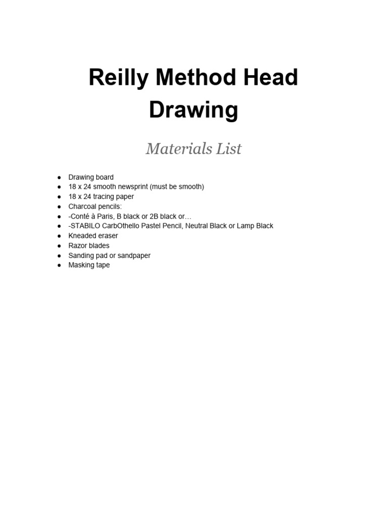 Reilly Method Head Drawing Materials | PDF