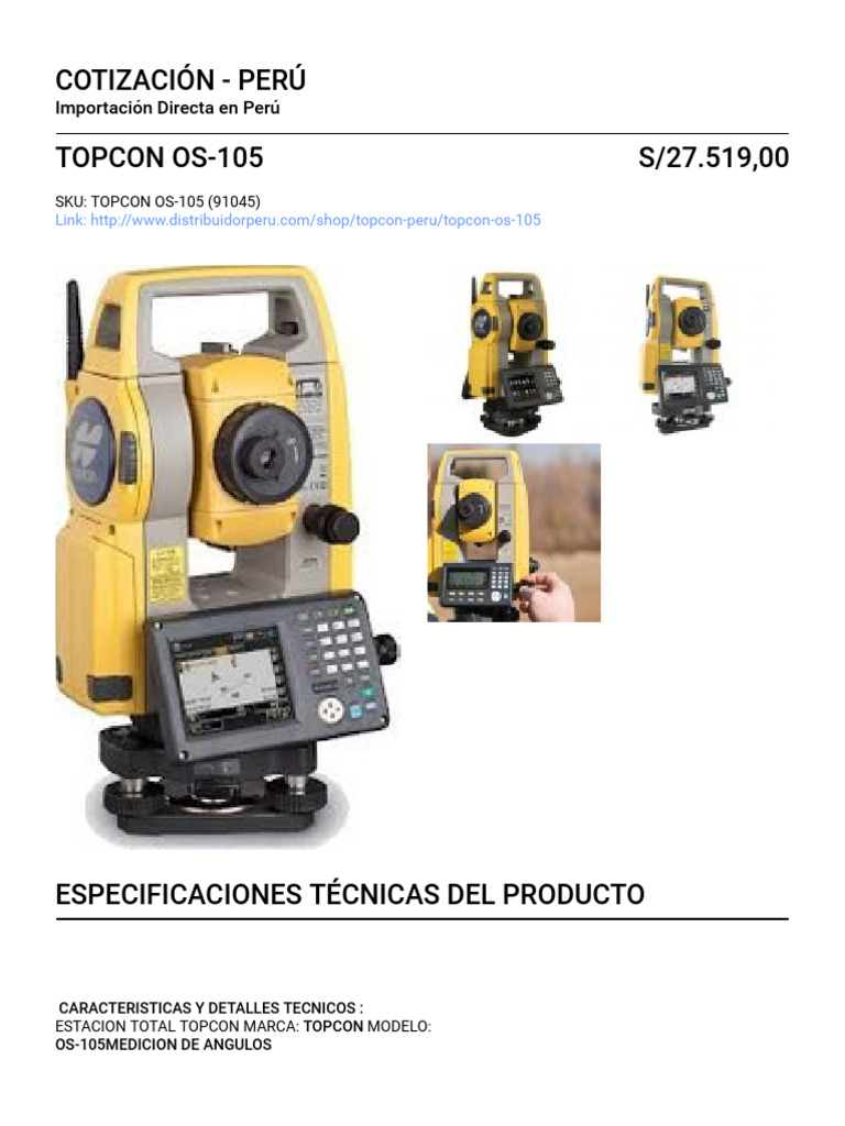 Estación Total Topcon OS-105 en Perú | PDF | Pantalla táctil | Informática