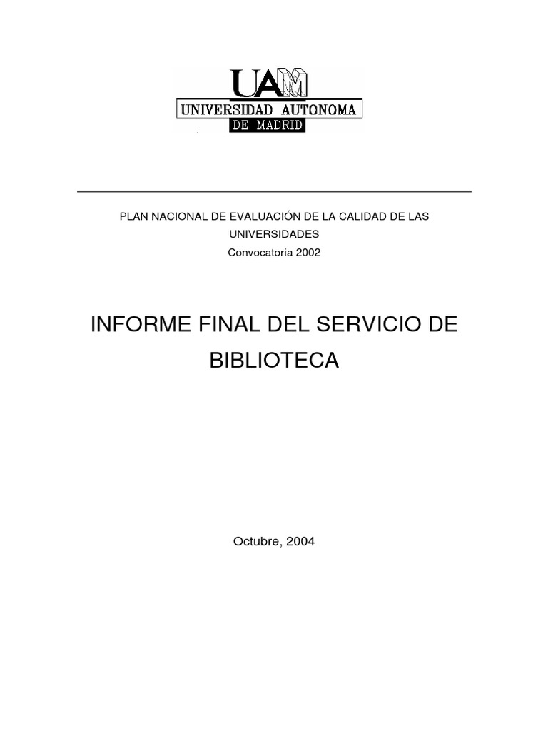 INFORME Final Evaluacion+ (Acc) | PDF | Evaluación | Bibliotecas