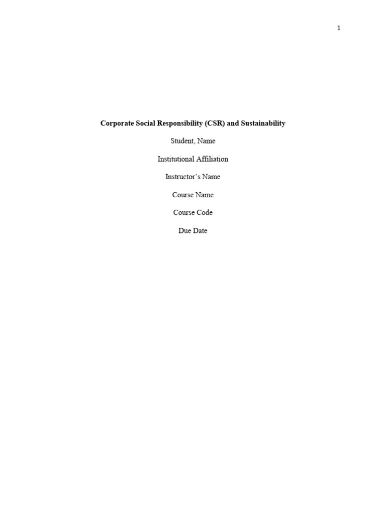 Corporate Social Responsibility (CSR) and Sustainability | PDF ...