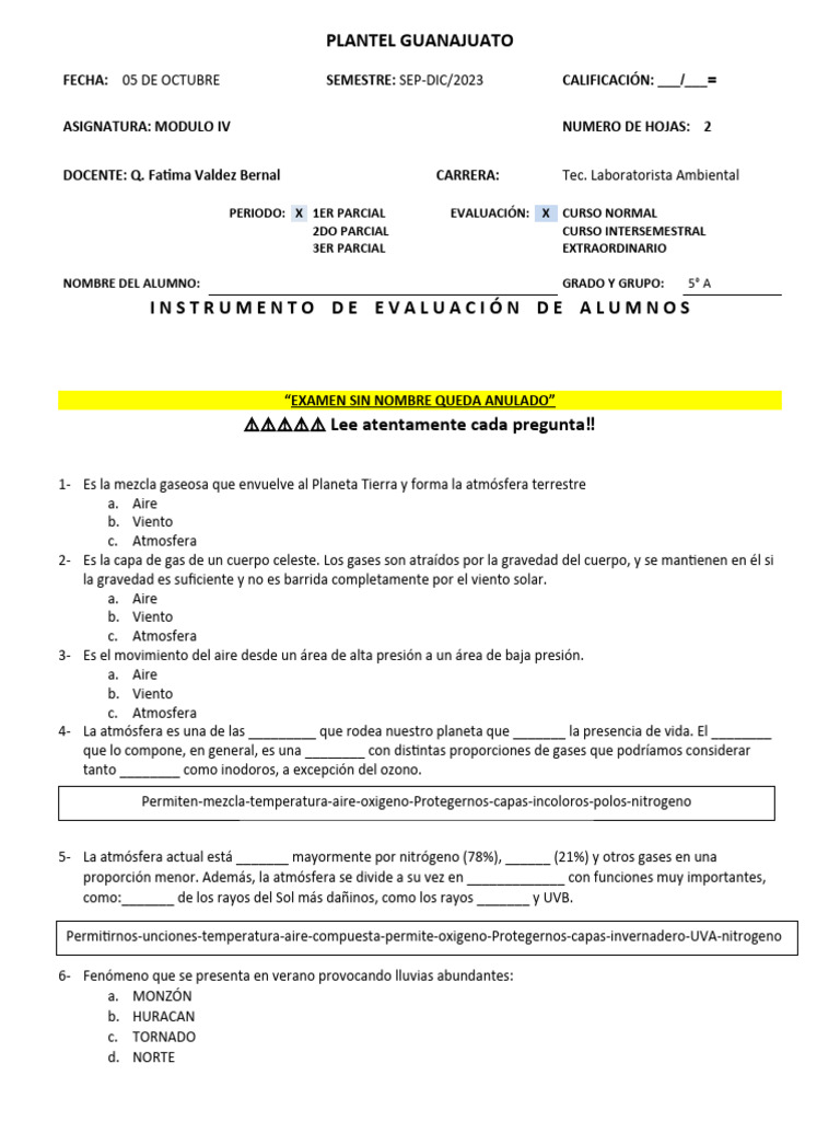 Modulo Iv 1P | PDF | Atmósfera | Meteorología