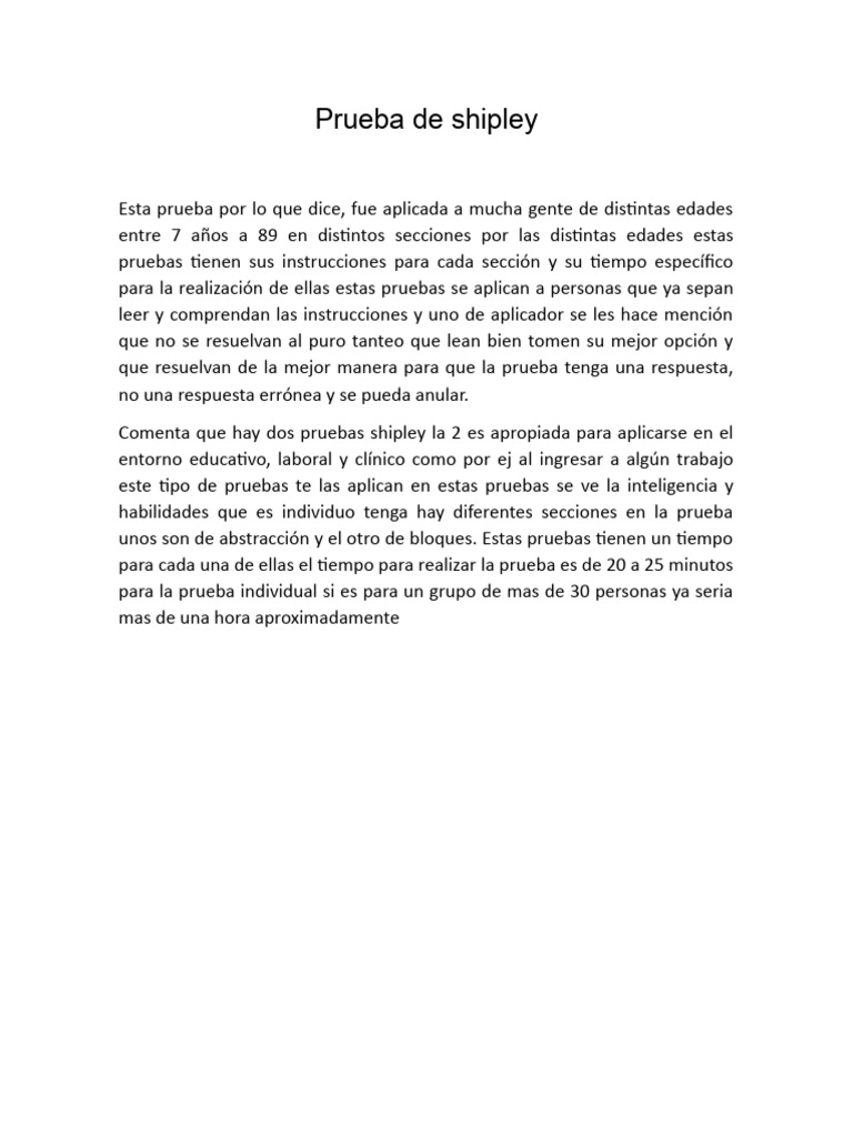 Prueba de Shipley | PDF | Crecimiento personal y profesional