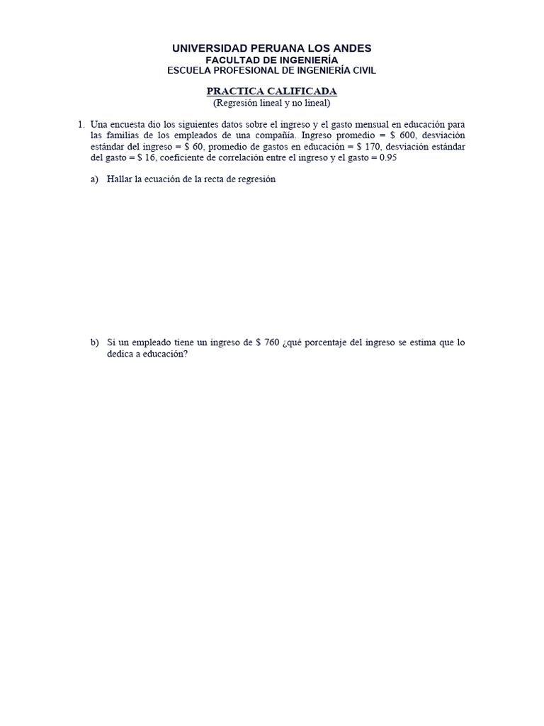 Pract. Calif. Reg. Lineal y No Lineal 2023 Ii | Descargar gratis PDF | Coeficiente de ...