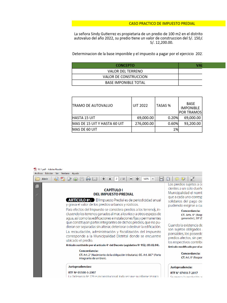 Caso Practico de Impuesto Predial | PDF