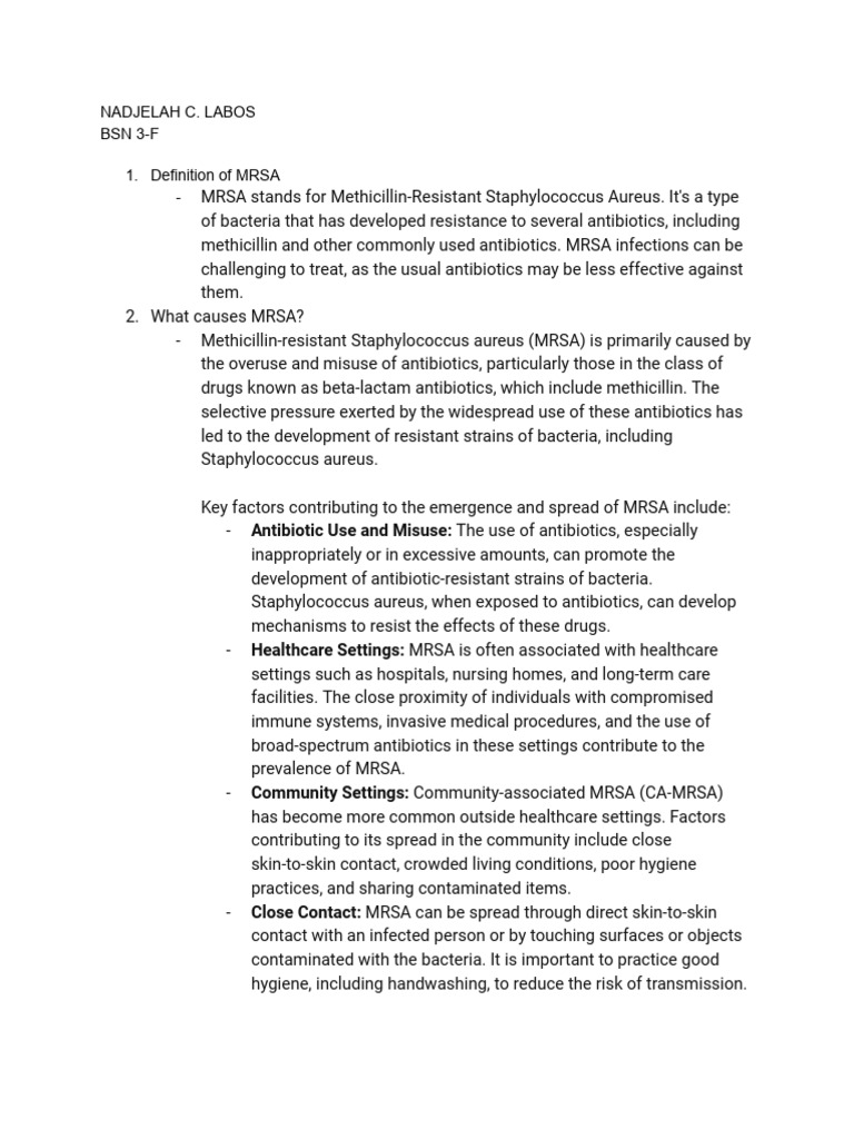 MRSA | PDF | Methicillin Resistant Staphylococcus Aureus | Infection