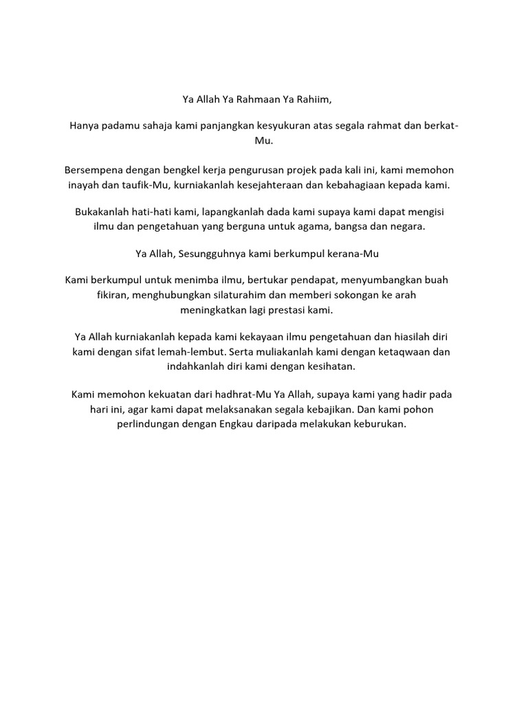 Doa Bengkel - Kursus | PDF | Karier & Perkembangan | Pengembangan Diri